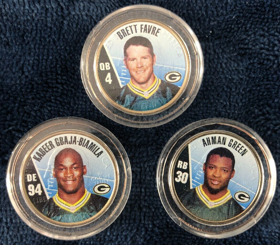 2004 Green Bay Packers NFL Colorized Quarters 3 Coin Set Favre/Green ...