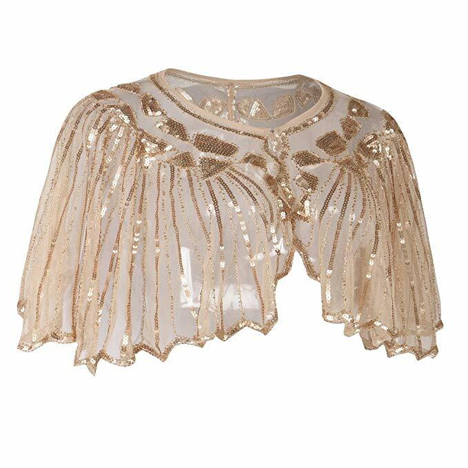 Vintage 1920S Flapper Cover Up Sequins Shawl Wrap Women Evening Cape ...