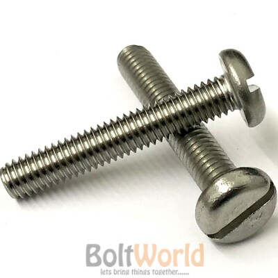 M3 M4 M5 A2 STAINLESS SLOTTED MACHINE SCREWS METRIC PAN HEAD BOLTS ...