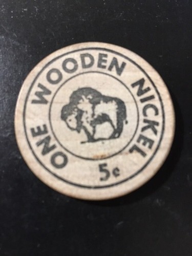 WOODEN NICKEL TOKEN Buffalo front & Triple T Grocery Stores W/ discount ...