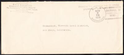 Submarine USS BARRACUDA SS-163 1935 Overhaul Official Business Naval ...