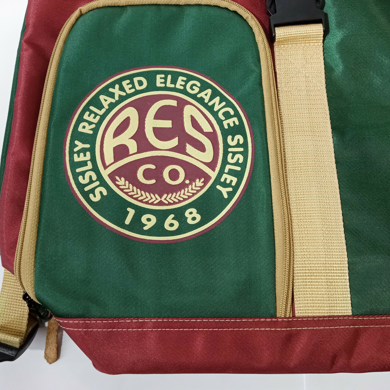 VINTAGE 90's SISLEY BEAUTIES OF NATURE SCHOOL BAG BACKPACK GREEN / RED ...