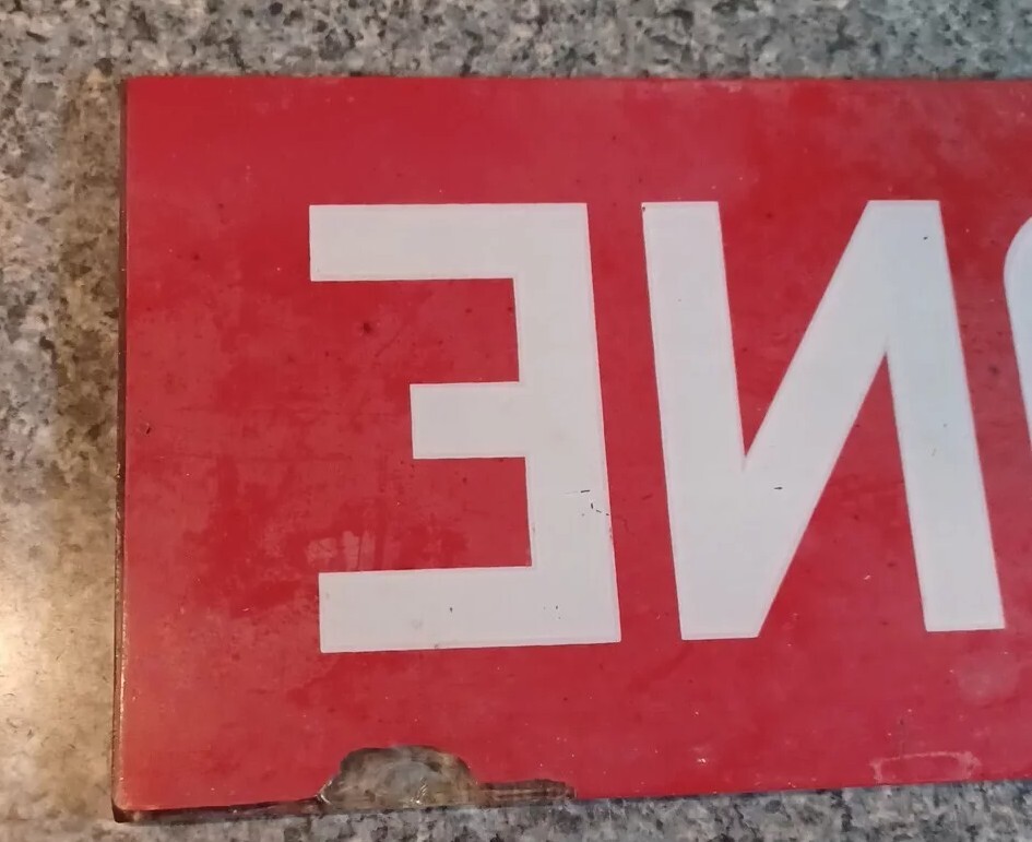 VINTAGE ORIGINAL RED PAYPHONE TELEPHONE BOOTH GLASS SIGN 25 1/2 INCHES ...