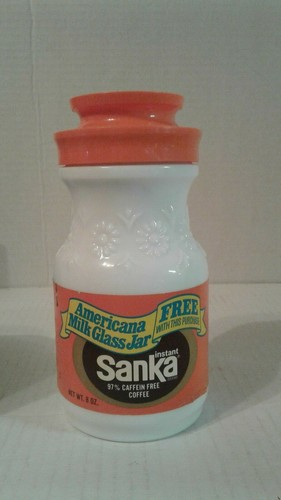 Vintage MAXWELL HOUSE SANKA Coffee Milk Glass Embossed Daisies sealed ...