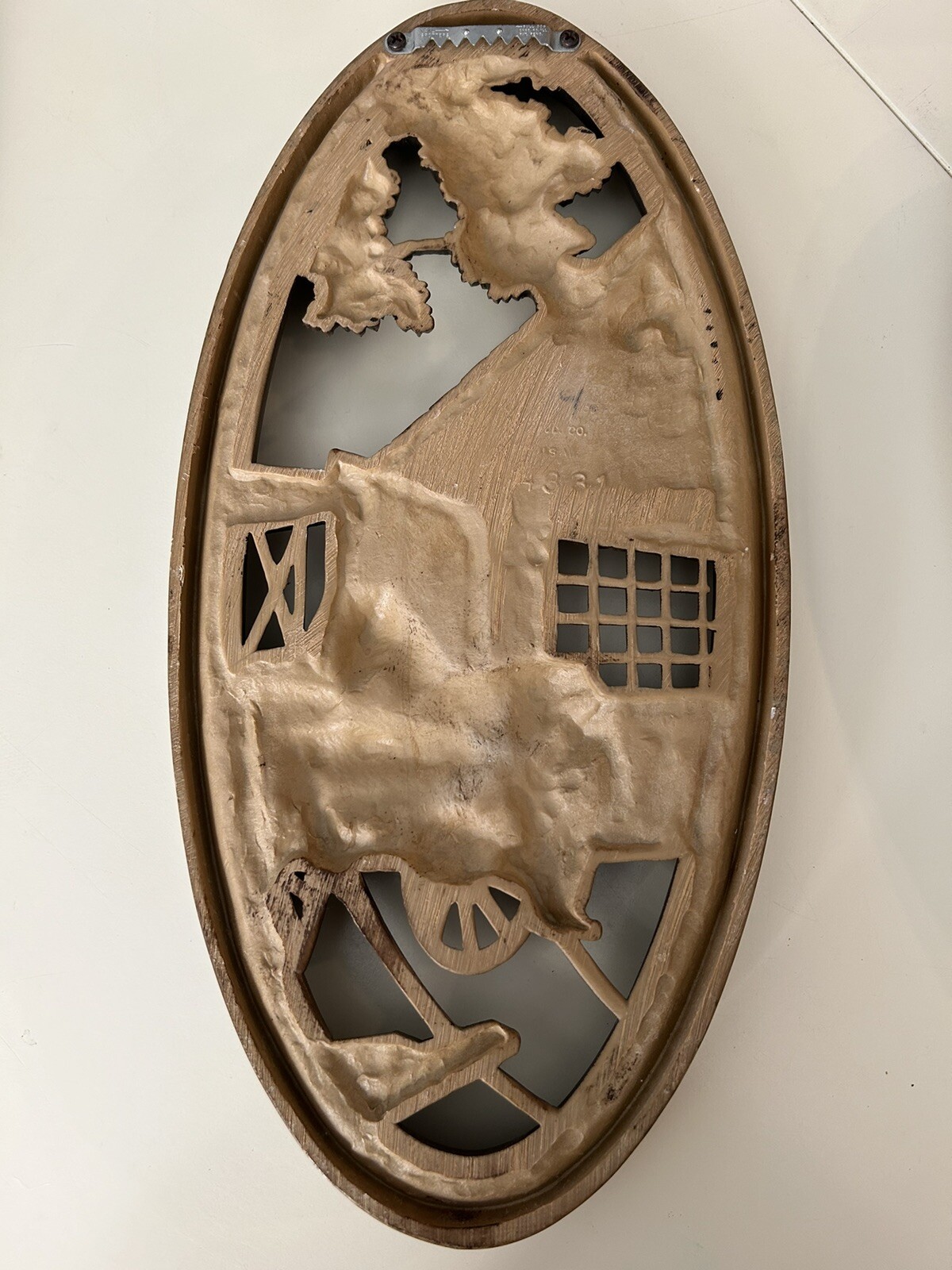 3 Vintage MCM retro Burwood Homco wall hangings large farm barn fishing ...