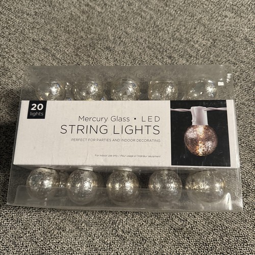 Set of 20 Glass Mercury LED Glass Lights String Of Light Indoor Use ...