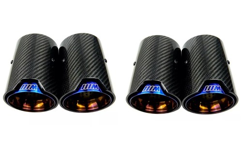 4 x BMW M2/M3/M4/M5 Burnt Blue Carbon Fibre Exhaust Tips F87/F80/F82 ...