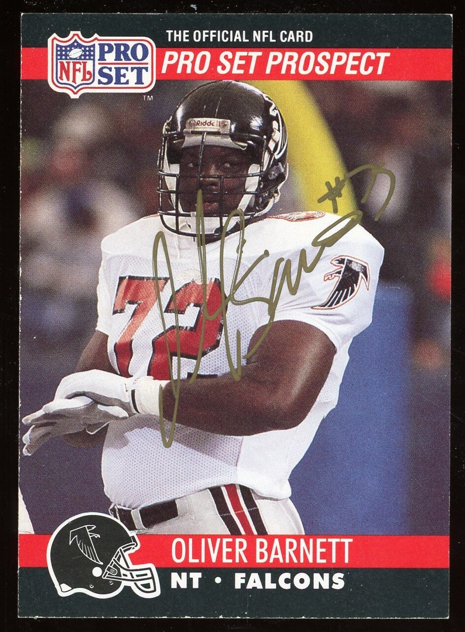 1990 NFL Pro Set OLIVER BARNETT Signed Card auto FALCONS UK WILDCATS ...