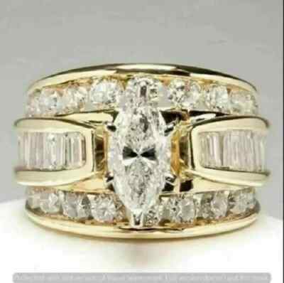 3Ct Lab-Created VVS1/D Diamond Solitaire Engagement Ring 14k Yellow ...