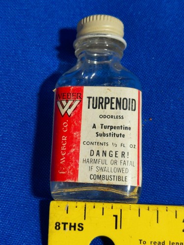 Advertising Glass Bottle Weber Turpenoid VTG Danger Poison Paper Label ...