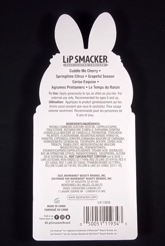 Lip Smacker 3 pack lip balm Bunny card Cherry Citrus Grapeful Season ...