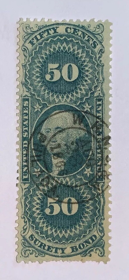 TRAVELSTAMPS: 1863-71 US STAMPS SCOTT #R63c SURETY BOND REVENUE ...