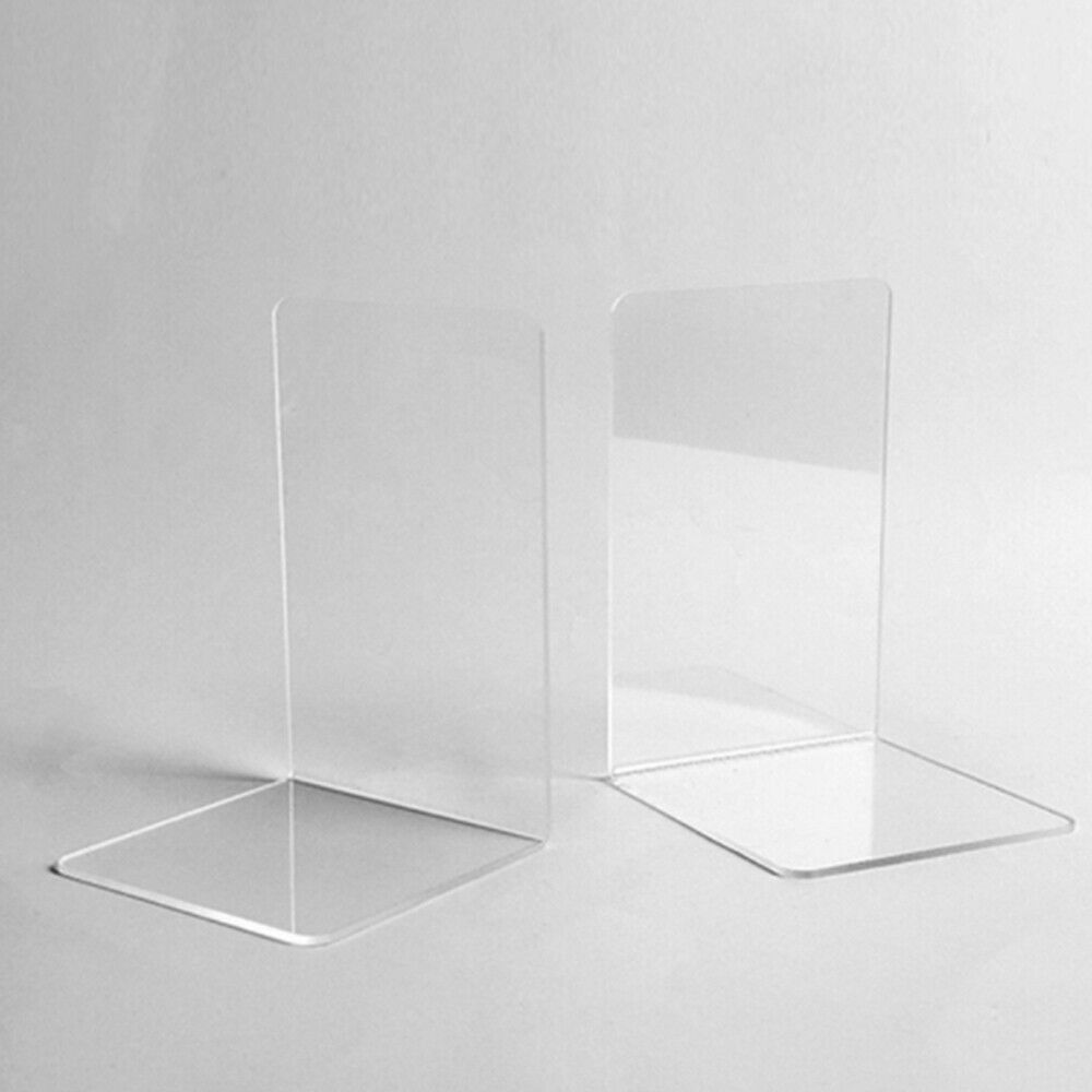 2pcs Transparent Bookends Book Document Display Stand Holder Organizer ...