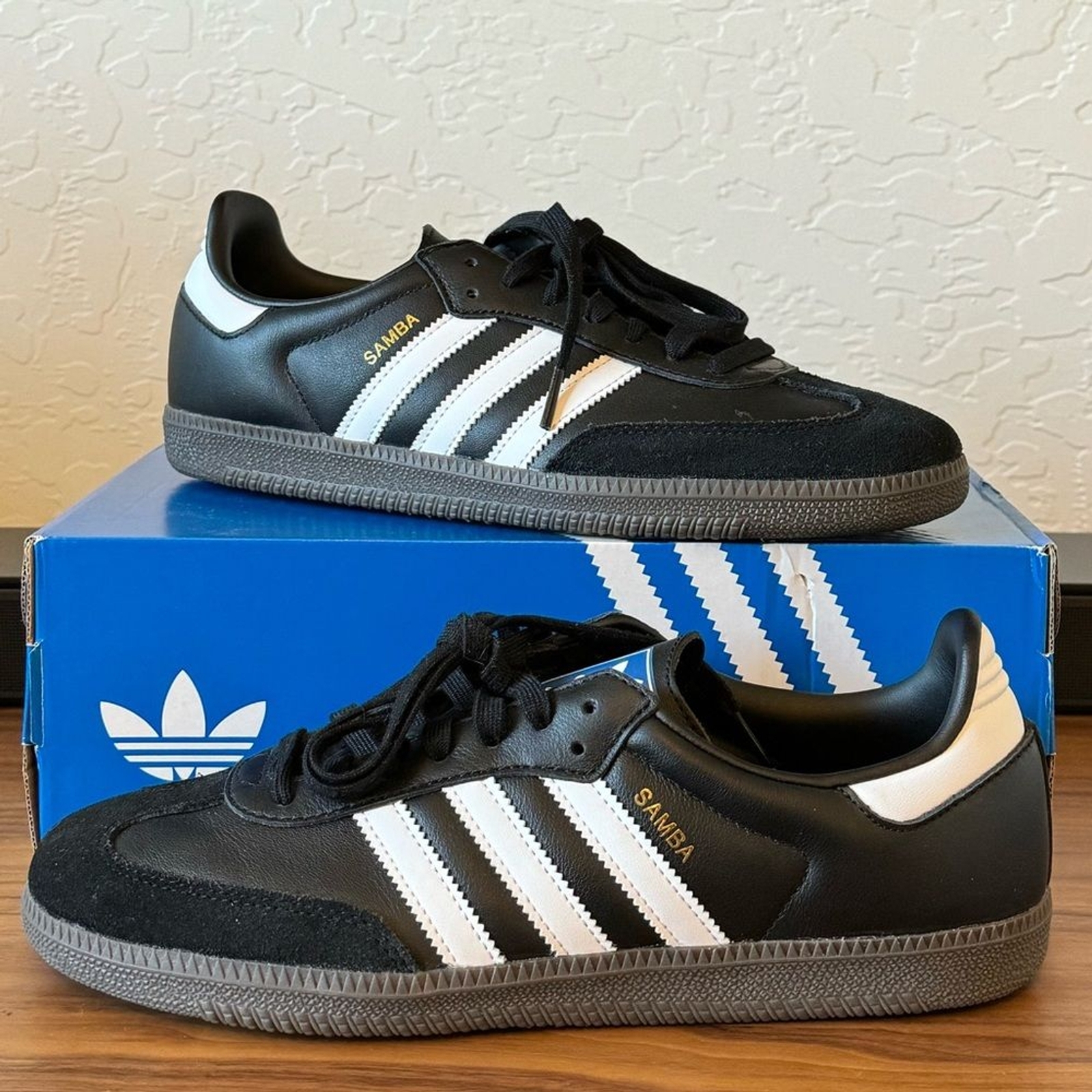 NEW Adidas Originals Samba OG Suede Trimmed Leather Sneakers Sambas Black