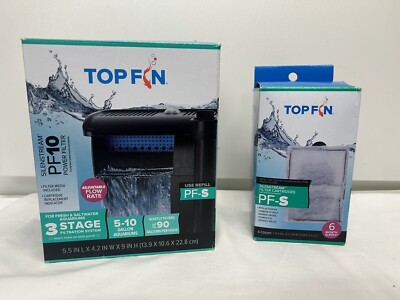 TOP FIN Silenstream PF10 POWER FILTER w/ 6 pack PF-S Filters 5-10 ...