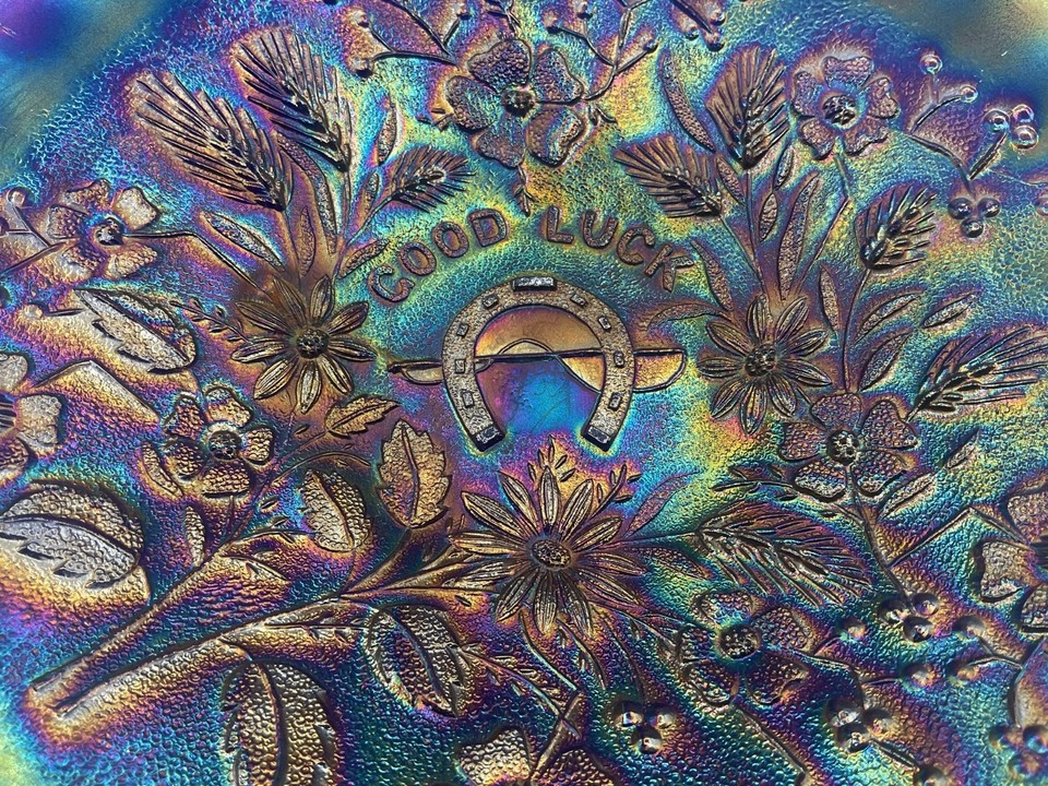 AWESOME VINTAGE CARNIVAL NORTHWOOD BRIGHT ELECTRIC BLUE STIPPLED GOOD ...