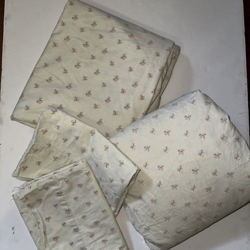 VTG 4Pc Simply Shabby Chic Full Sheet Set Green Floral Petite Pink ...