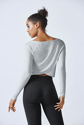 NWT Fabletics Semi Cropped Amanda Sweater Sz. Large "Grey Heather" | eBay