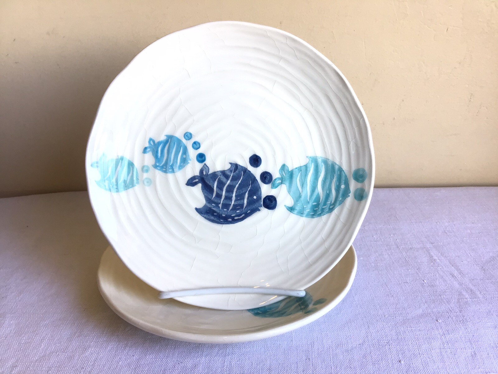 Lot Of 2 Pier 1 Imports Hand Painted Earthenware Little Fish Salad ...