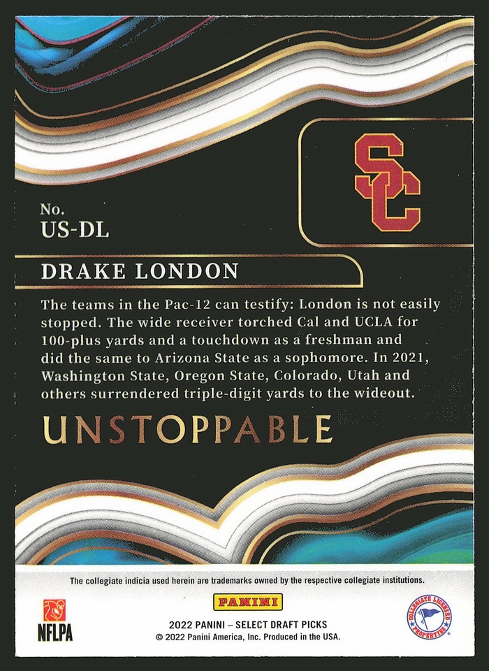2022 Panini Select Draft Picks #US-DL Drake London Unstoppable | eBay
