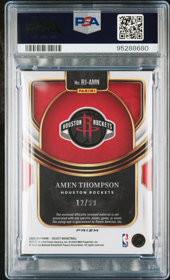 2023 Panini Select Basketball Amen Thompson Rookie Purple Patch Auto ...