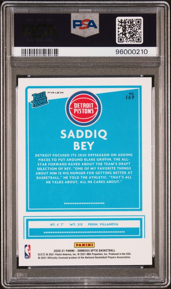 2020 PANINI DONRUSS OPTIC #169 SADDIQ BEY RED WAVE PSA 10 (LOW POP) | eBay