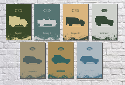 POSTER - LAND ROVER SILHOUETTES (A4, A3, A2 Size) - Defender, Discovery ...