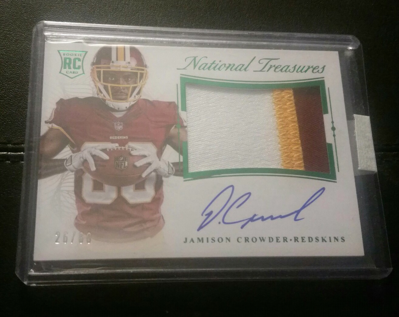 #26/80 Jamison Crowder Rookie Patch Auto 2015 Panini National Treasures ...