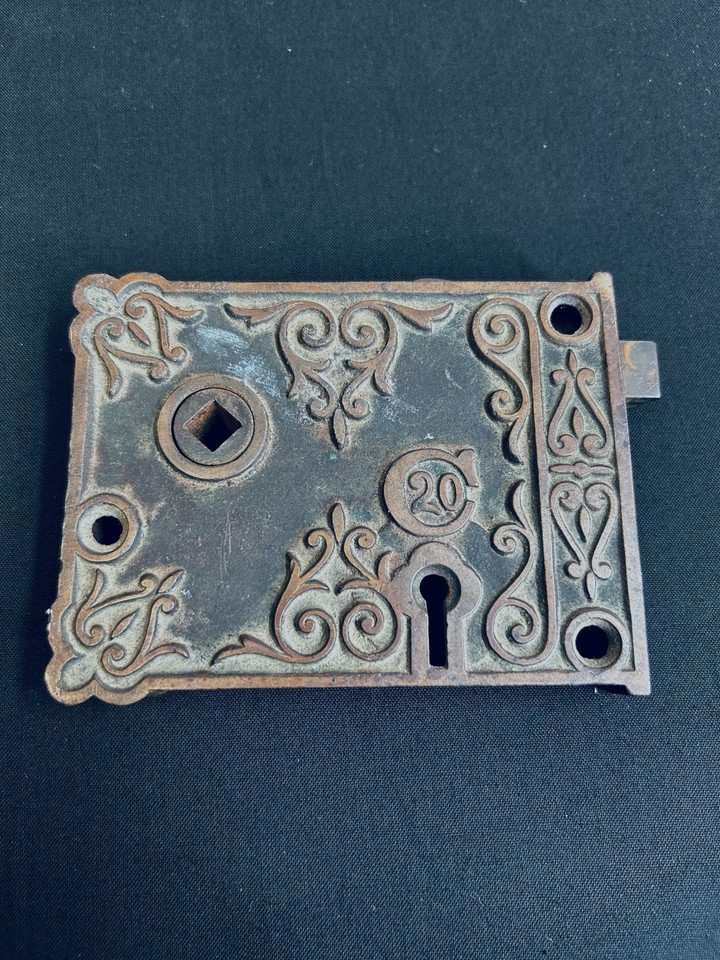 Antique Victorian Cast Iron Rim Lock Eastlake Door Lock No Key | eBay
