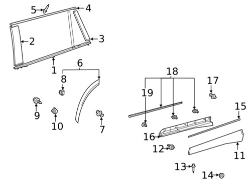 New Genuine Toyota Highlander Rear Door Applique Molding Right (2020 ...
