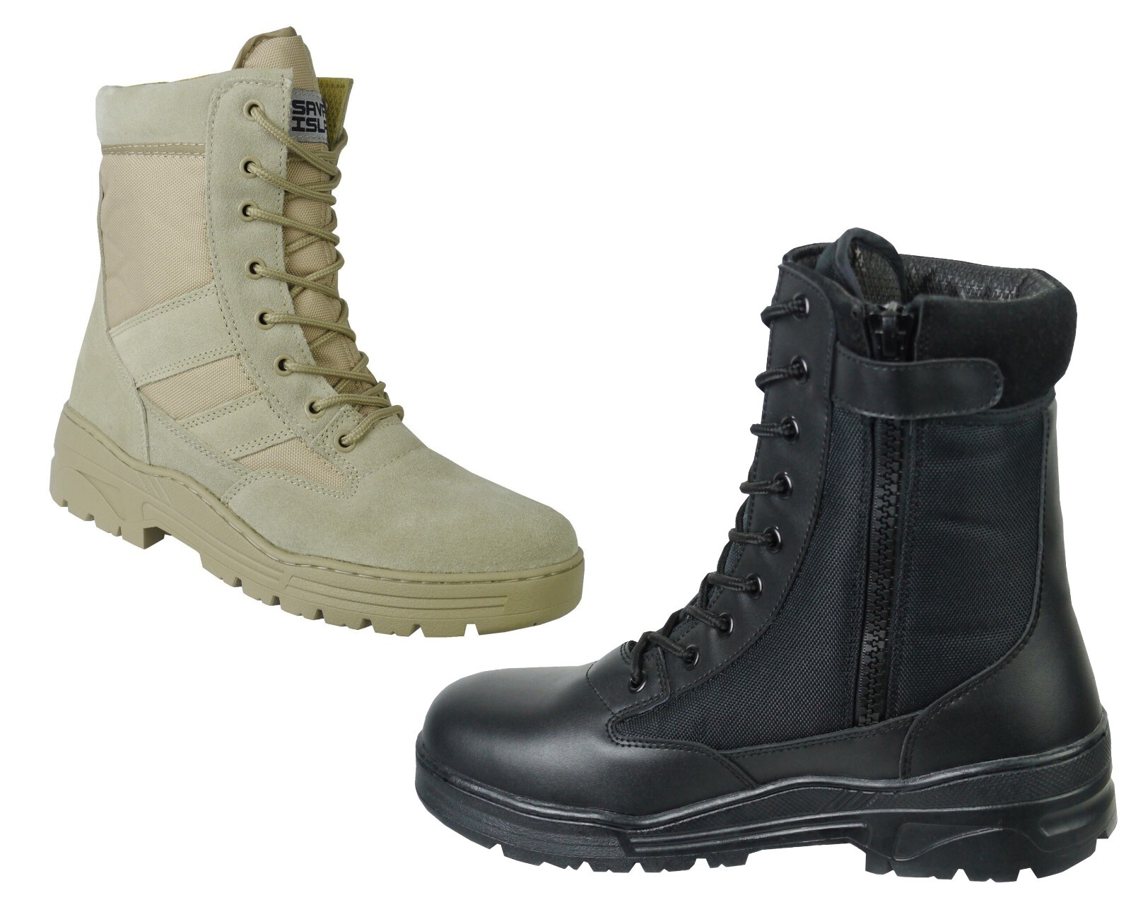 Leather/Suede Army Patrol Combat Boots SIDE ZIP Security Police Cadet ...