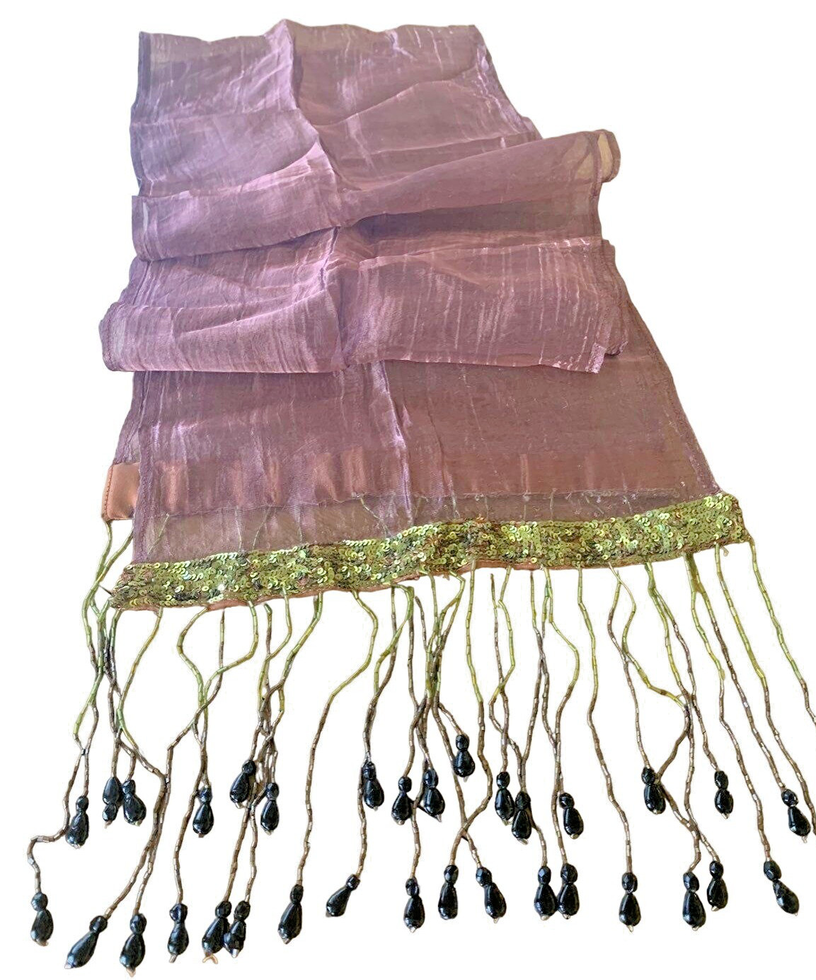 Wayne Kleski Organza Flapper Glass Bead Fringe Sequin… - Gem