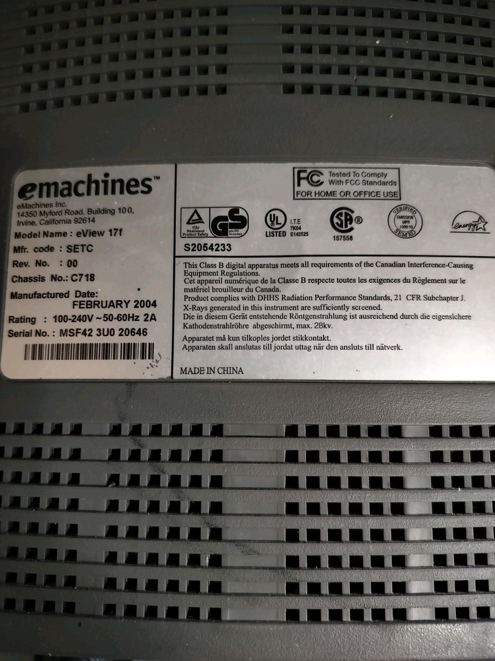 eMachines eView 17f3 17-inch Color CRT Monitor Retro Vintage | eBay