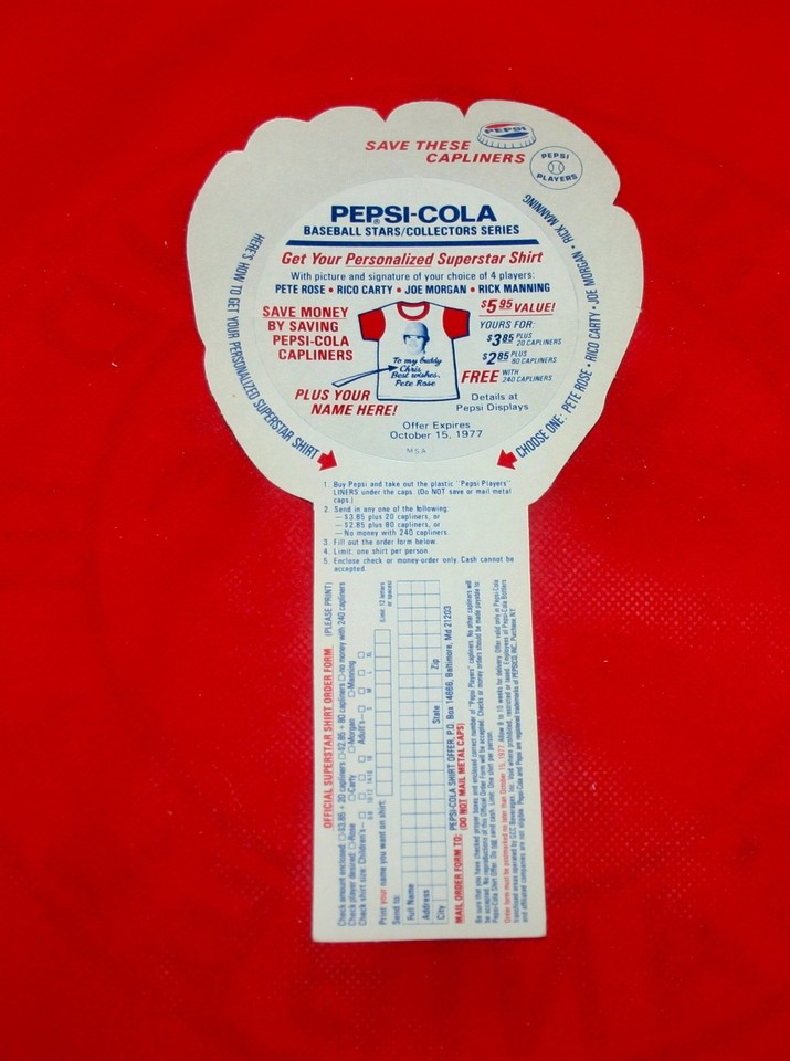 Indians Rico Carty 1977 Pepsi-Cola Baseball Disc With Glove And Tab | eBay