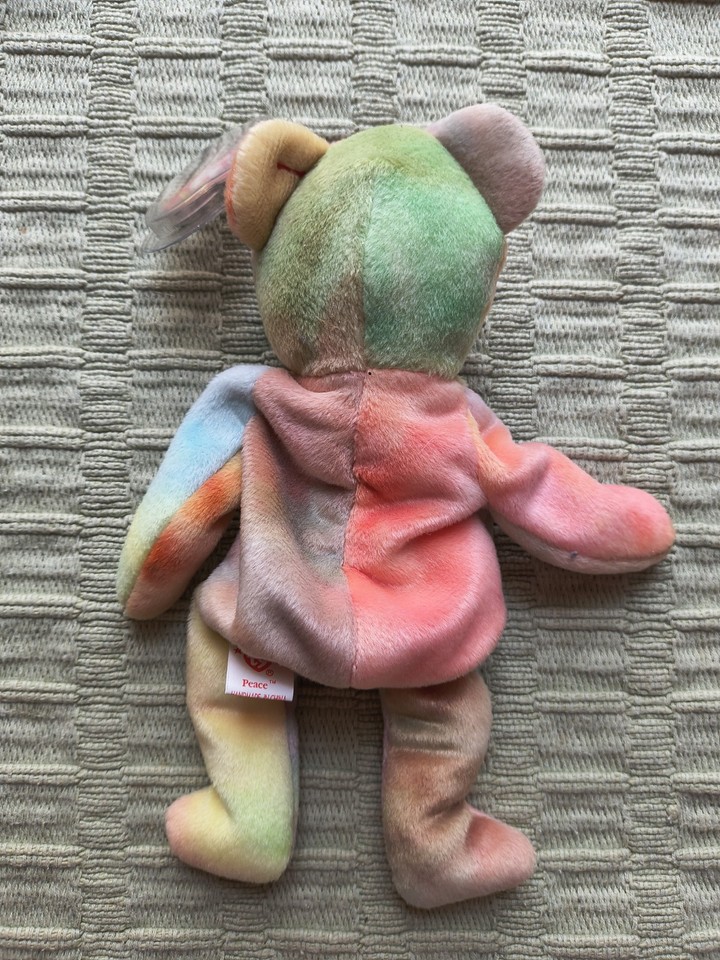 Ty Beanie Babies "Peace" The Tie Tye Dye Bear 1996 Plush Toy New ...