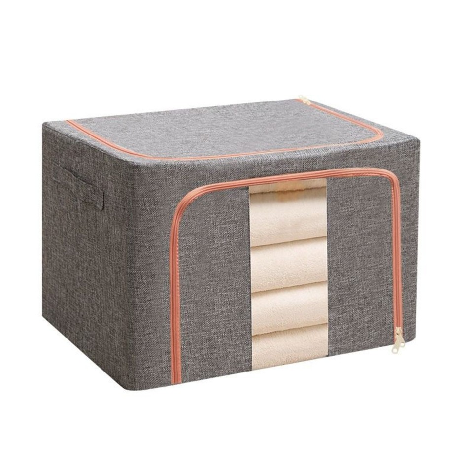 66L Folding Storage Box Fabric Thickening Closet Storage Box w/Handle 2 ...