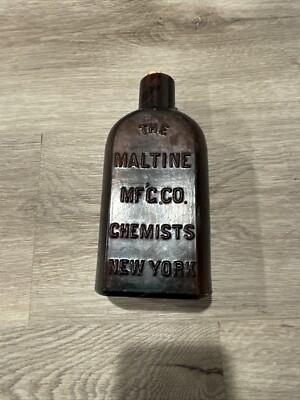 Antique The Maltine Mfg Co Chemists New York Amber Glass Bottle ...