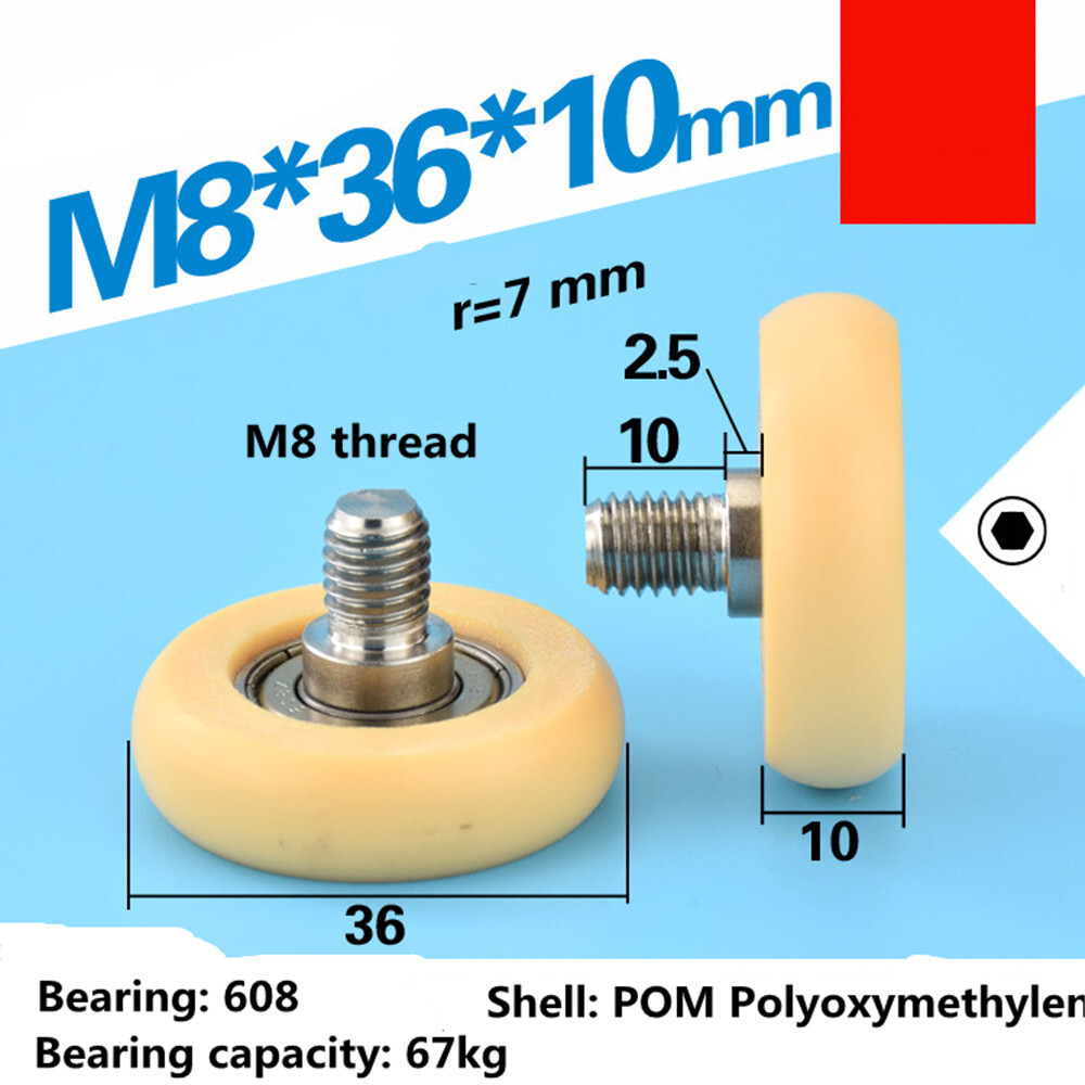 1pc Rowing machine seat wheel Nylon roller wheel bearing 8x36x10mm ...