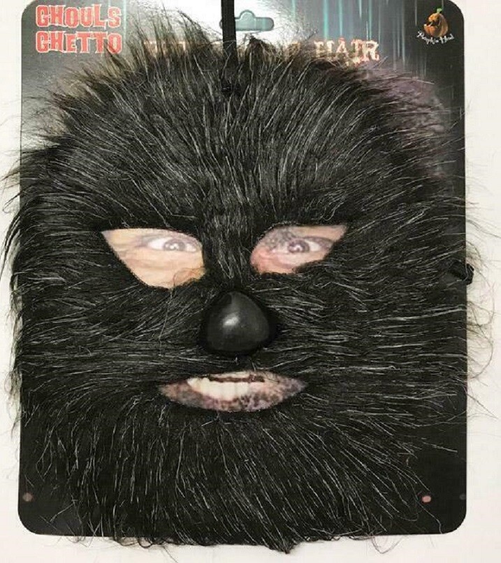 WEREWOLF FACIAL HAIR Beard Nose MASK Halloween Wolf Fancy Dress Costume ...