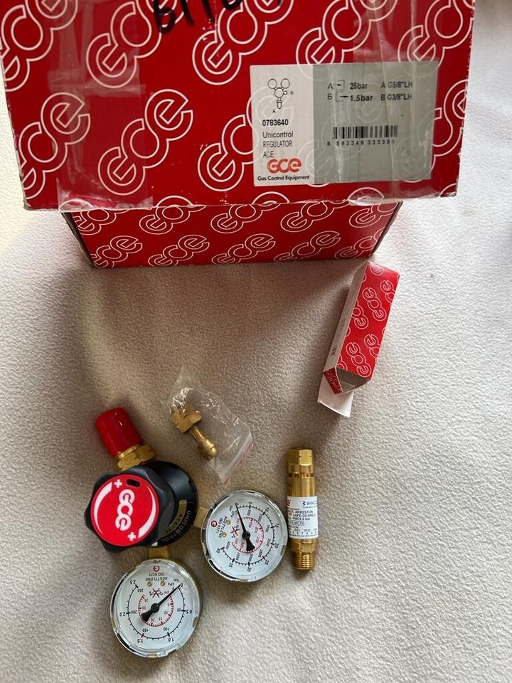 GAS REGULATOR GAUGE GCE UNI CONTROL 500 25/4 BAR/ACETYLENE +Cutting ...