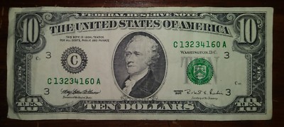1995 $10 Dollar Note Federal Reserve Bank of Philadelphia C13234160A | eBay