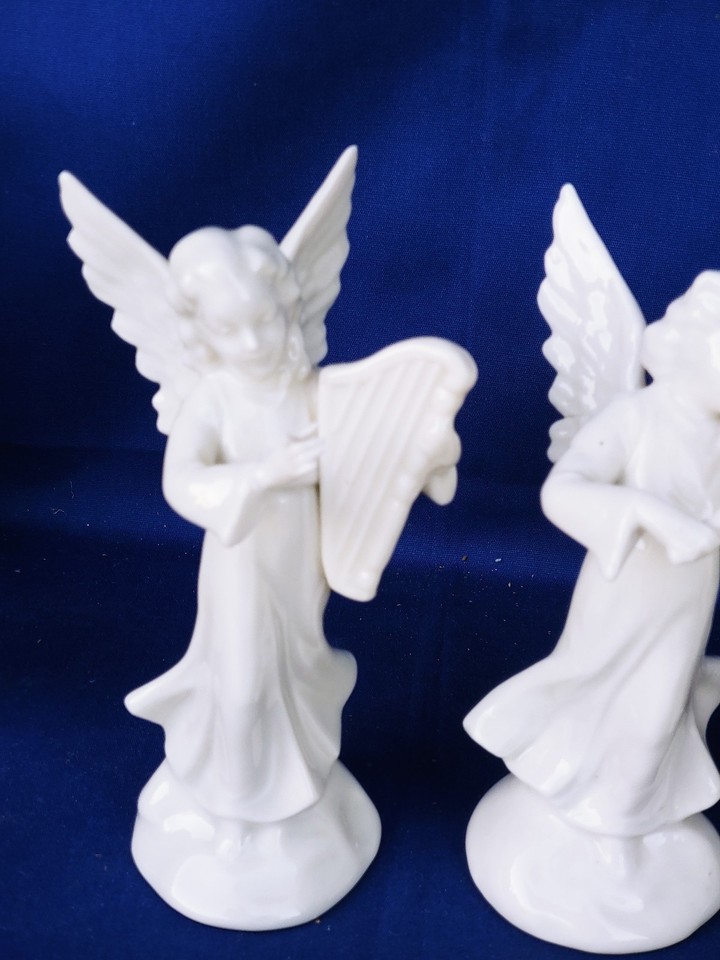 Vintage DRESDEN ANGELS with INSTRUMENTS Porcelain SET Lot of 8 RARE ...