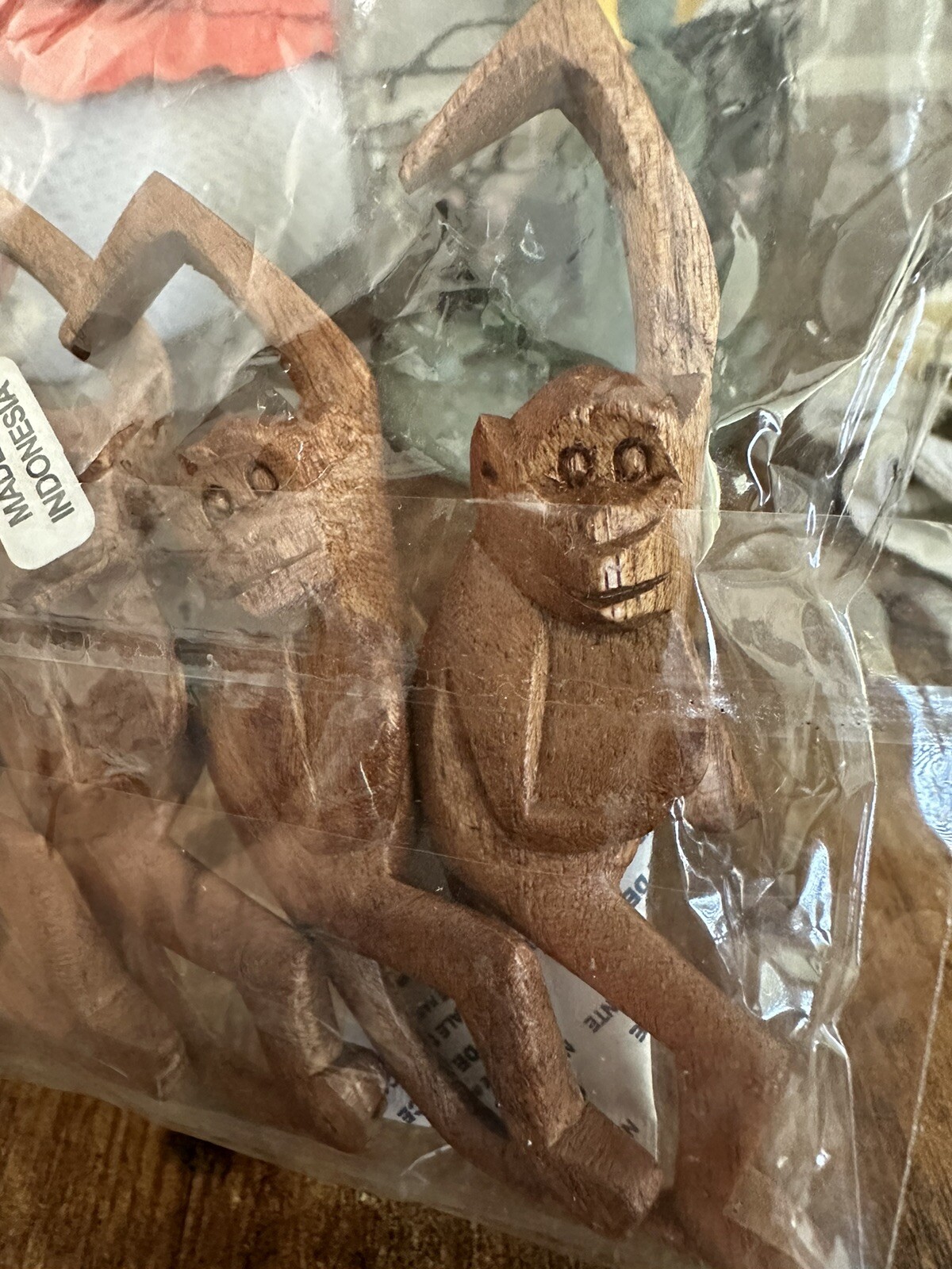 Wooden Hook Hanging Monkeys Hand to Tail Hand Carved Barrel Monkeys | eBay