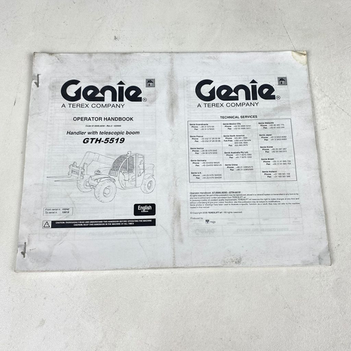Genie GTH-5519 Telehandler Forklift Operator Handbook Paper Print Out ...