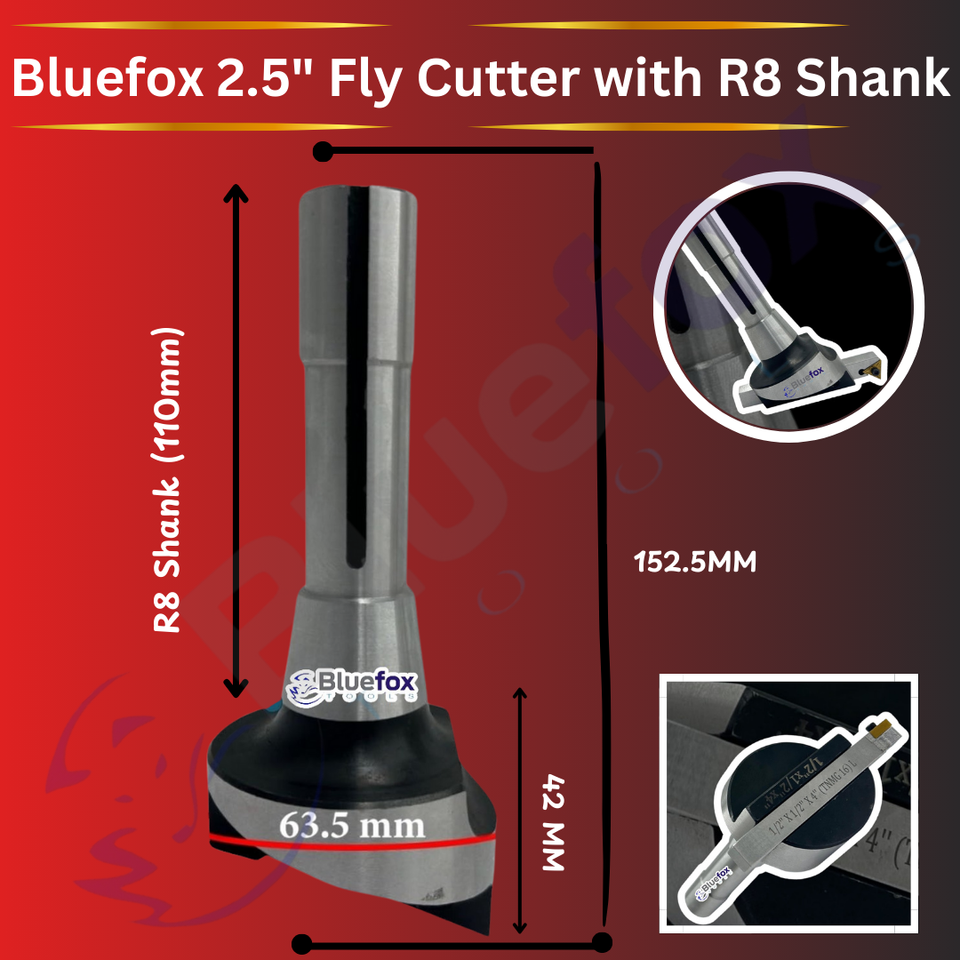 2-1/2" Shank R8 Fly Cutter for Milling Lathe With 1/2" X 4" Carbide ...