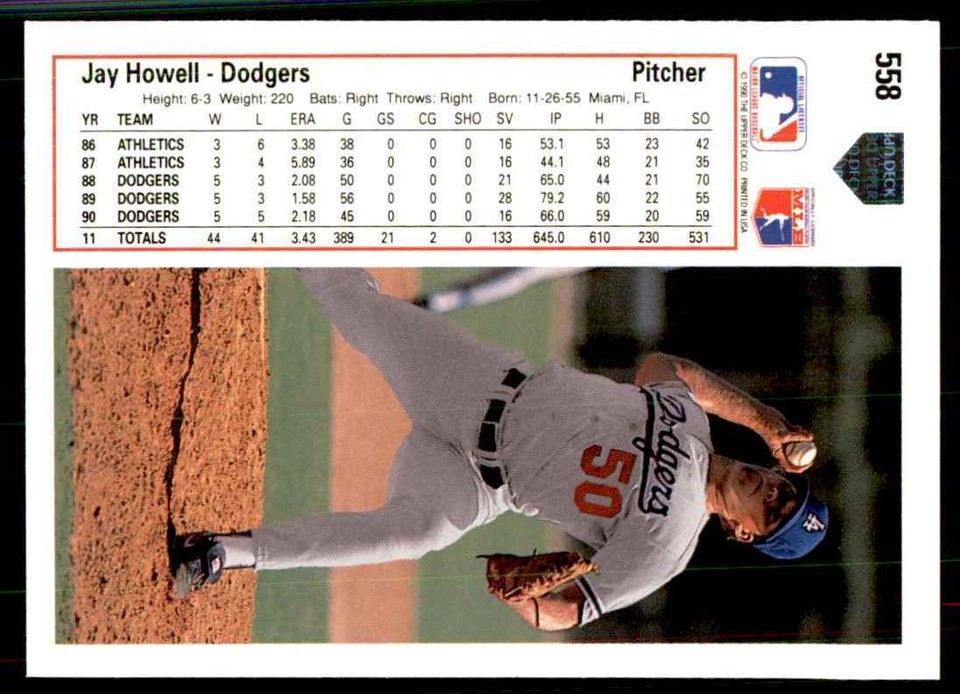 1991 Upper Deck Jay Howell Baseball Cards #558 | eBay