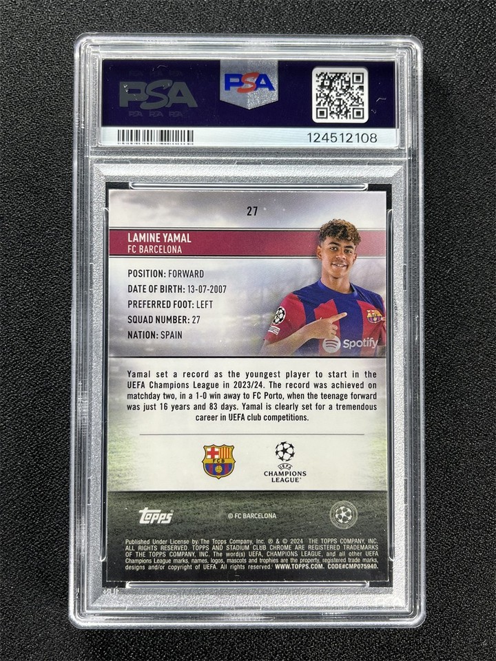 2023-24 Topps Stadium Club Chrome Lamine Yamal #27 RC Aqua Wave /250 ...