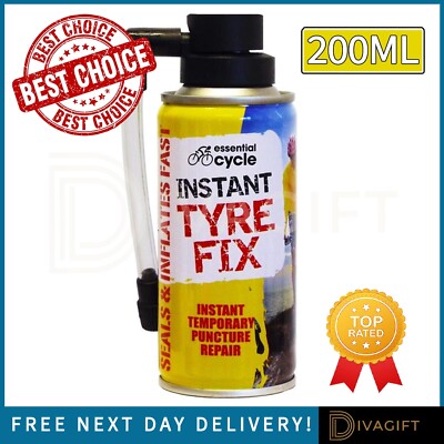 BICYCLE INSTANT BIKE TYRE FIX 200ML SEAL & INFLATE FAST PUNCTURE REPAIR ...