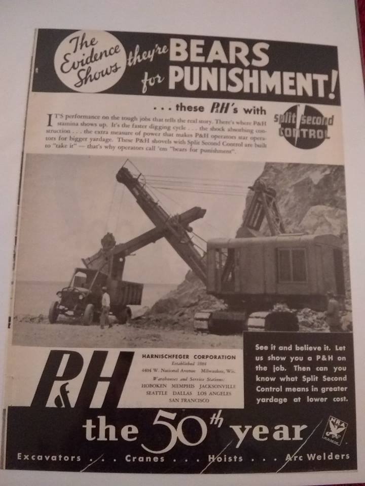 Vtg. 1934 Harnischfeger P & H Equipment Advertisement: Shovel, 50th ...