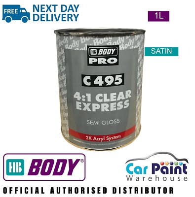 HB Body C495 SATIN Semi-Gloss Lacquer 1L 2k Clear 4:1 Car Clearcoat ...